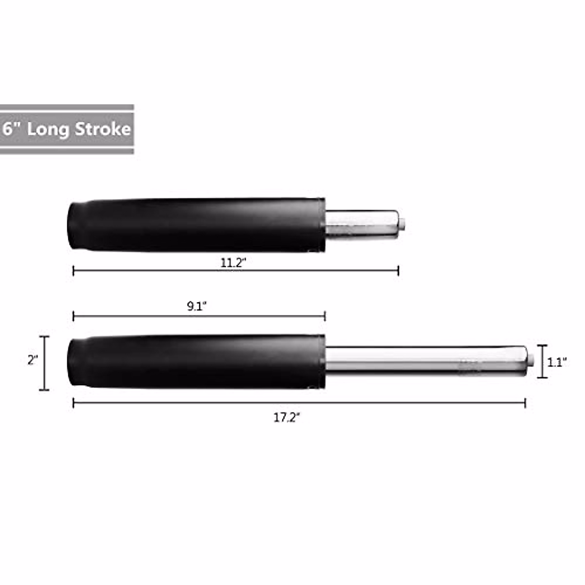 DOZYANT 6" Long Stroke Office Chair Gas Lift Cylinder Replacement,Hydraulic Pneumatic Shock Piston Heavy Duty (450 lbs) for Tall Person Universal Size Fits Most Executive Chairs, Highest End Class 4