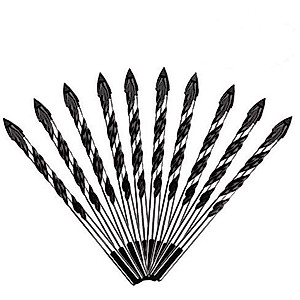 Multipurpose Drill Bits, 10-Piece 6mm Multi-Material Drill Bit Set for Drilling in Tile, Glass, Concrete, Brick, Wood, and Plastic, Tungsten Carbide Tipped Masonry Drill Bit Set for Wall Mirror