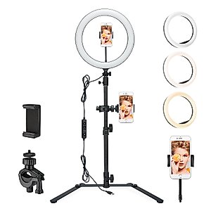 Godox LR120 12" LED Ring Light with Desktop Stand & Phone Holder,3000K-6000K Dimmable Selfie Ring Light,USB Powered Conference Light for Vlogs,YouTube,TikTok,Live Stream,Makeup,Photography (Black)