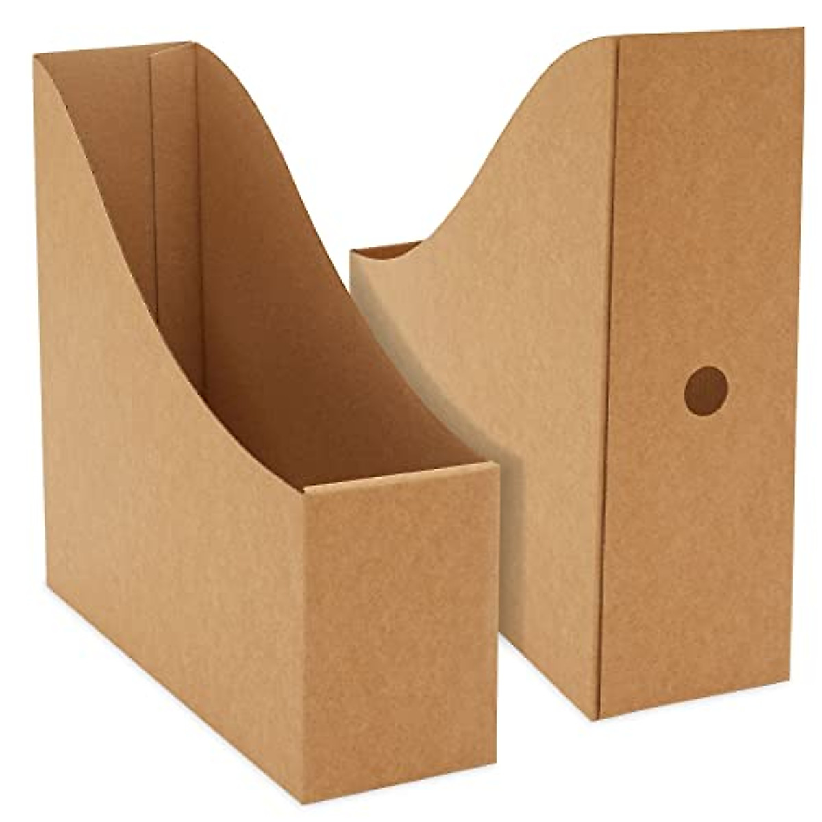 Juvale 8 Pack Kraft Paper Material Cardboard Magazine Holder with Labels for Bookshelf, Desktop File Organizer for Documents (3.5 x 10.2 x 10.6 In)