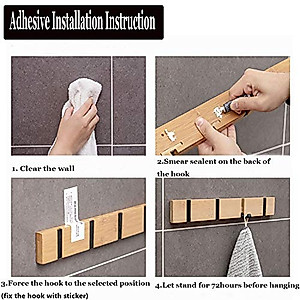 DAFEN Wooden Wall Mounted Folding Rack, Modern Wall Floating Coat Hook Rack Space-Saving Coat Hanger for Coats, Hats, Scarves, Key (Wooden 6 Hooks)