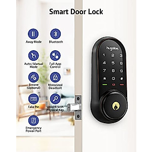 Hugolog Smart Lock,Keyless Entry Door Lock,Keypad Smart Door Lock,Smart Deadbolt Lock,Electronic Door Lock with Keyless Deadbolt,Bluetooth Digital Door Lock for Home,Airbnb,Garage