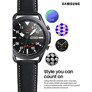 SAMSUNG Galaxy Watch 3 (45mm, GPS, Bluetooth, Unlocked LTE) Smart Watch with Advanced Health Monitoring, Fitness Tracking, and Long Lasting Battery - Mystic Black (US Version)