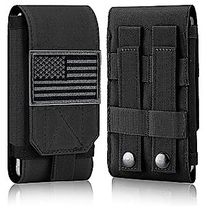 IronSeals Tactical Molle Phone Cover Case, Heavy Duty Loop Belt Holster Pouch with Flag Patch for iPhone 14 Plus/14 Pro Max/14 Pro/13 Pro Max/13 Pro/13/12 Pro Max/11 Pro Max/Xs Max