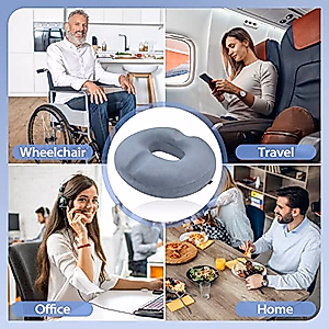 HOMCA Donut Pillow Hemorrhoid Seat Cushion for Office Chair, Premium Memory Foam Chair Cushion, Sciatica Pillow for Sitting Tailbone Pain Car Seat Cushions, Gray