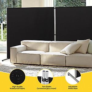 Rantila 2 Large Panels Room Divider,Portable Office Divider,Convenient Movable,Folding Partition Privacy Screen for Bedroom,Dining Room, Study,142" W x 71" H,Black