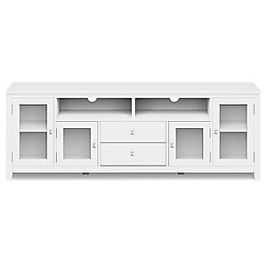 SIMPLIHOME Cosmopolitan SOLID WOOD 72 inch Wide Contemporary TV Media Stand in White For TVs up to 80 inches for the Living Room and Entertainment Center
