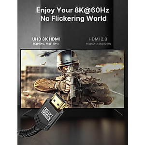 JSAUX HDMI 2.1 Cables 8K 6FT 2-Pack 48Gbps 8K & 4K Ultra High Speed Cords(8K@60Hz 7680x4320, 4K@120Hz) eARC HDR10 HDCP 2.2 & 2.3 3D, Compatible for PS5/PS4/X-Box/Roku TV/HDTV/Blu-ray/LG/Samsung QLED