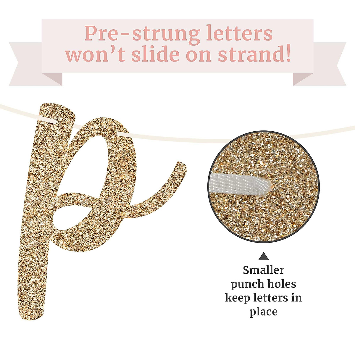 Pre-Strung Pop The Bubbly She's Getting A Hubby Banner - NO DIY - Gold Glitter Bachelorette Bridal Party Banner - Pre-Strung on 8 ft Strand - Bachelorette Party Decorations. Did we mention no DIY?