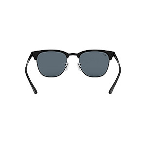 Ray-Ban RB3716 Clubmaster Metal Sunglasses+ Vision Group Accessories Bundle(Matte Black On Black/Blue (186/R5),unisex-adult