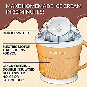 Nostalgia Electric Ice Cream Maker - Old Fashioned Soft Serve Ice Cream Machine Makes Frozen Yogurt or Gelato in Minutes - Fun Kitchen Appliance - Modern Style - Tan - 1.5 Quart