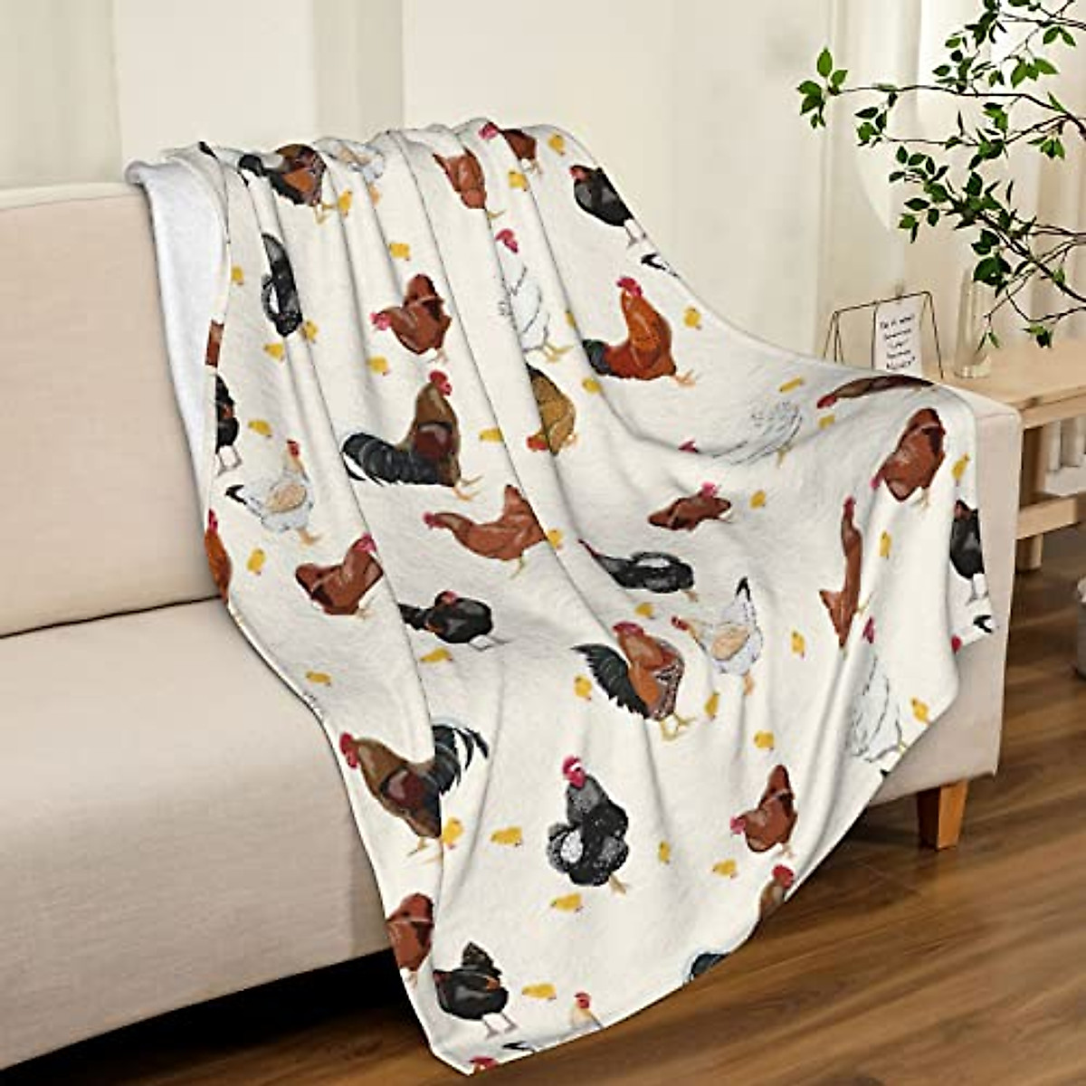 KOPOEELK Chicken Blanket for Kids, Cute Chicken Throw Blanket, Chicken Gifts for Chicken Lovers, Soft Cozy Flannel Throw Blanket for Chicken Decor 50x40 Inches