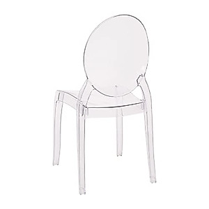 Flash Furniture Set of 4 Extra Wide Resin Ghost Chairs with 700 LB. Weight Capacity - Clear Kitchen and Dining Room Chair - Acrylic Event Chair for Indoor/Outdoor Use
