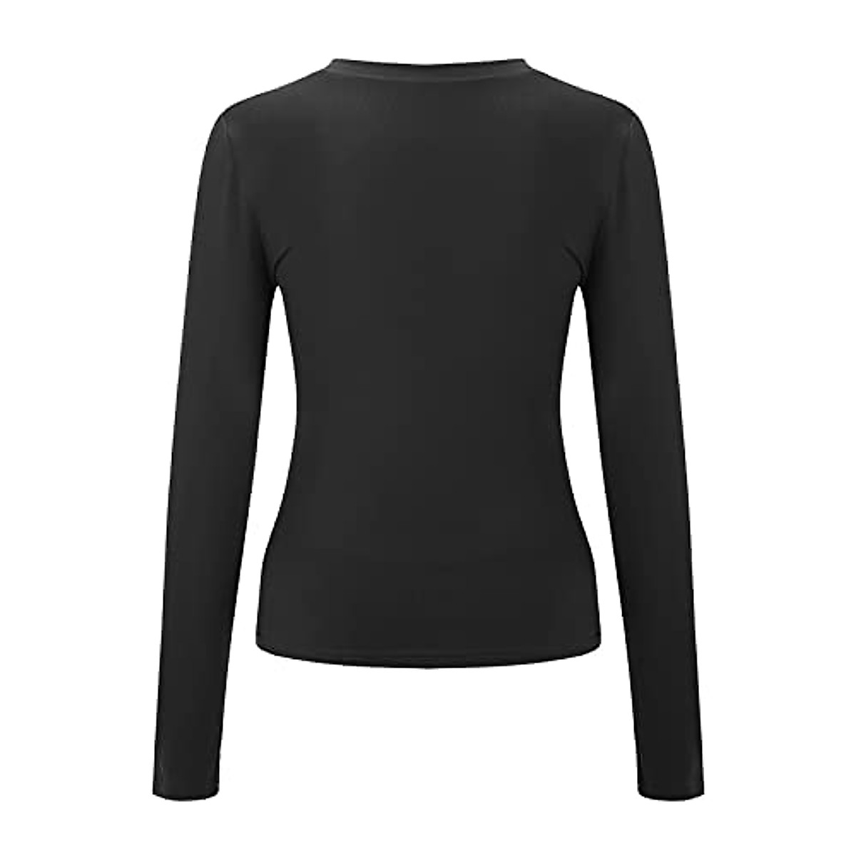 Slimdupe Women Basic Long Sleeve T Shirts Crewneck Slim Fit Solid Pullovers Tees Athletic Tight Crop Top for Workout Long Sleeve Workout Sets for Women Crop Tops Long Sleeve Cropped Top Black