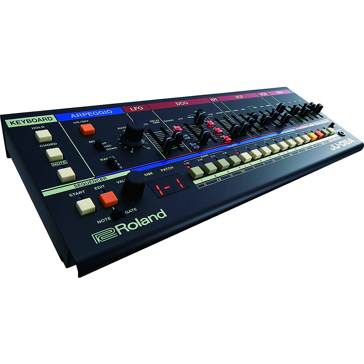 Roland JU-06A Sound Module with 8 Patches + 8 Banks and Hosa MID-315BK 5-Pin DIN to 5-Pin DIN MIDI Cable, 15 Feet