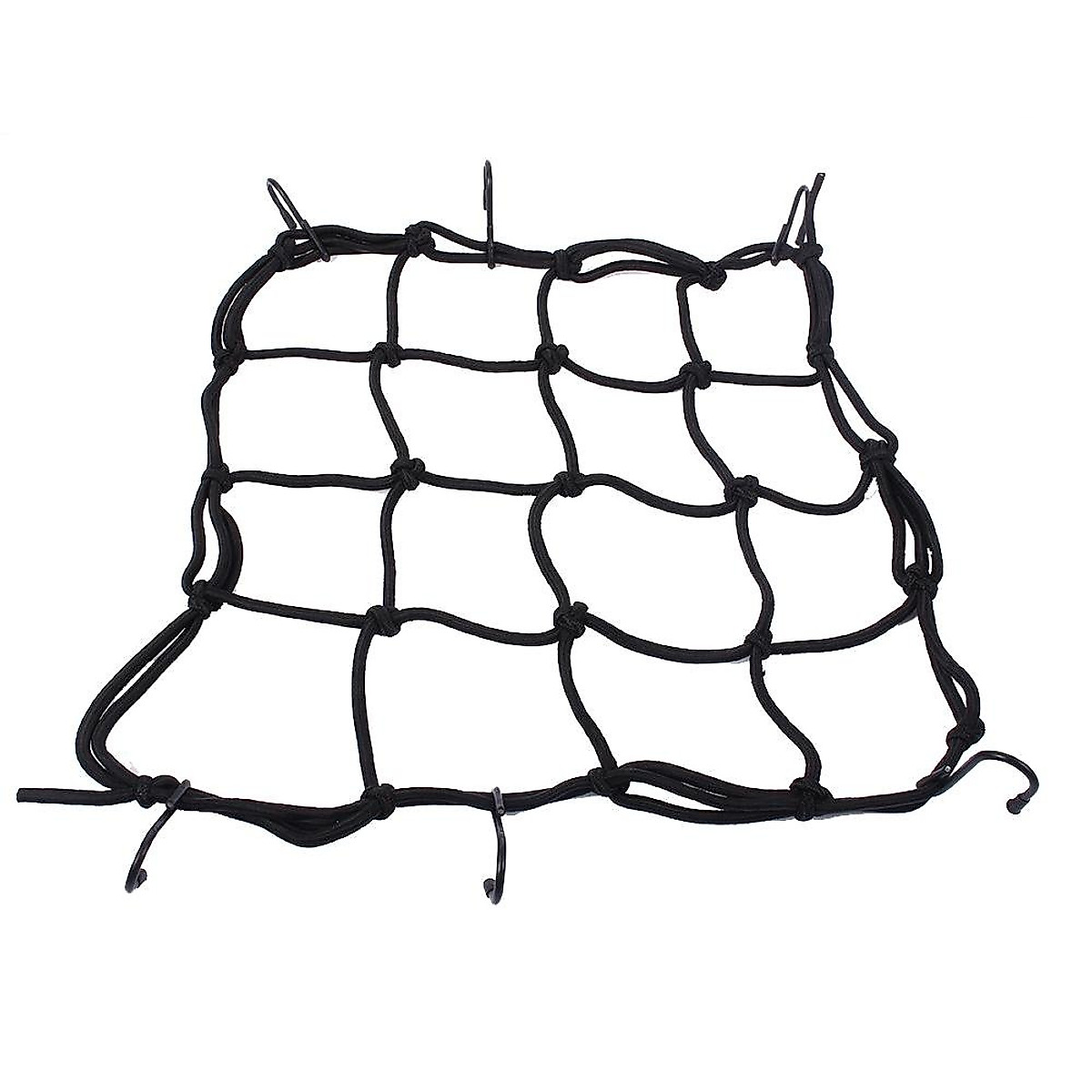 Cargo Net, 30x30cm Motorcycle 6 Adjustable Plastic Hook Hold Down Cargo Web Bungee Cord Packing Mesh Net Gear Luggage Netting with Small Mesh(Black)
