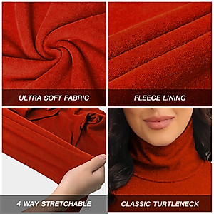 WOWENY Womens Turtleneck Tops Lightweight Long Sleeve Thermal Shirts Soft Underwear Top Slim Fit Basic Pullover Sweater(Red, Small)