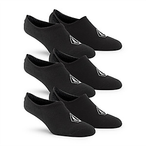 Volcom mens No Show Stone 3pk Socks, Black, One Size US