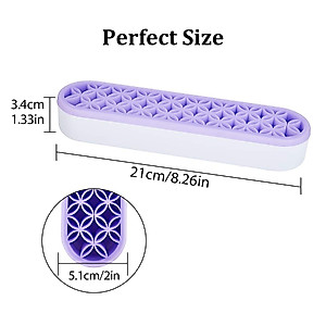 GORGECRAFT Sew Desktop Organizers Silicone Makeup Brush Holder Organizer Cosmetic Storage Box Multipurpose Make Up Brush Stand Painting Pen Holder Sewing Craft Tools for Stash and Store (Purple)