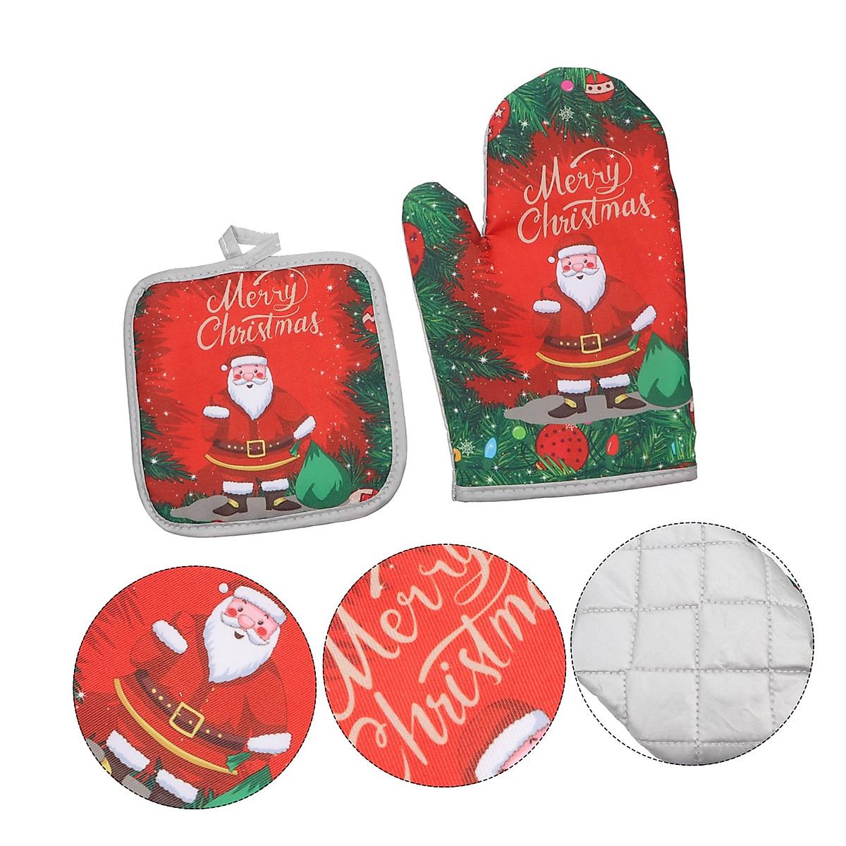 BESTOYARD 4 Pcs Microwave Gloves Cute Oven Mitts Christmas Cooking Gloves Christmas Oven Gloves Holiday Oven Gloves Double Oven Glove Baking Oven Gloves Pot Holders Mat at Home Polyester