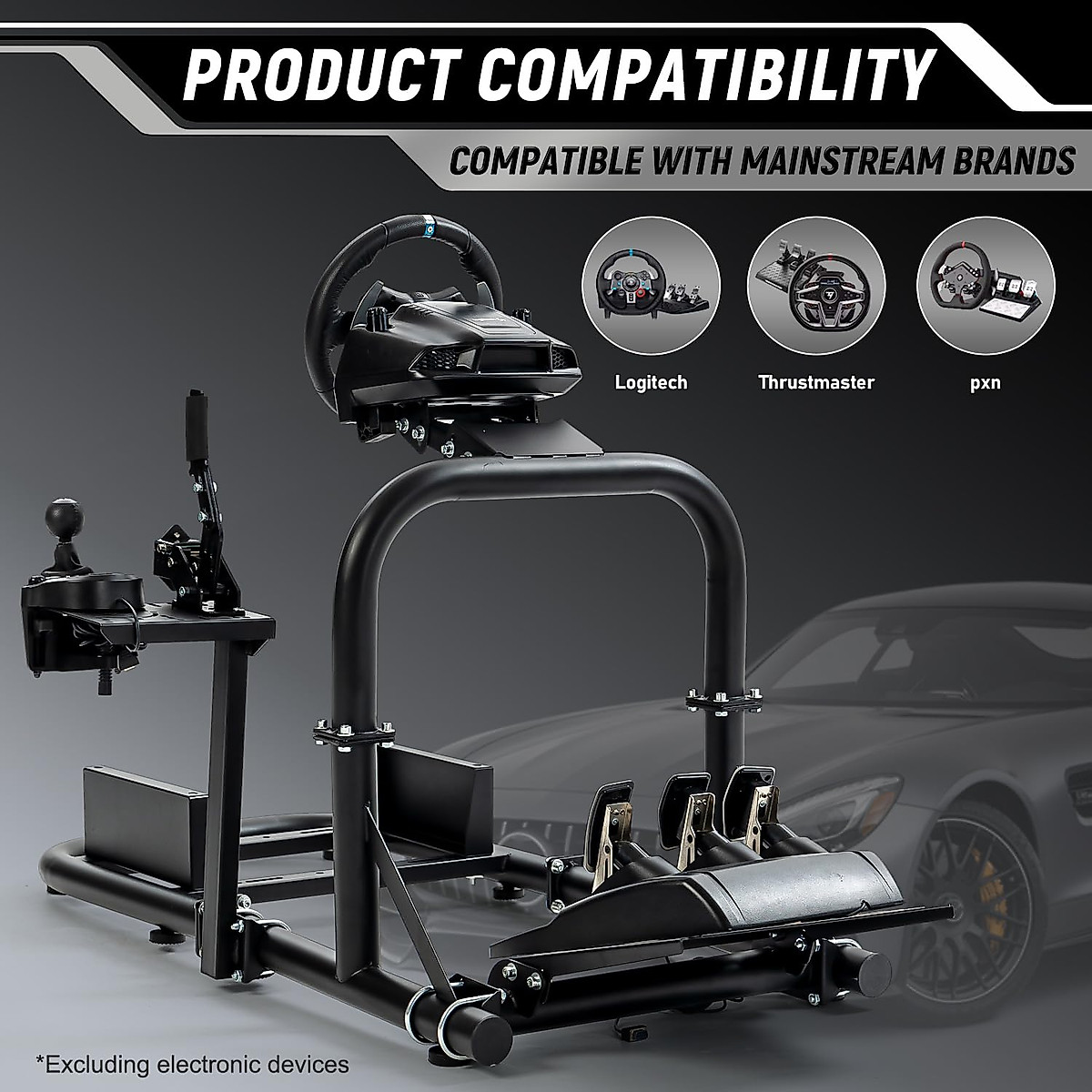 Marada Racing Simulator Cockpit fit for Logitech G27 G29 G920 G923, Fanatec, Thrustmaster T300RS T500R, Upright Stable Sim Racing Cockpit, without Wheel Pedal Shifter Seat