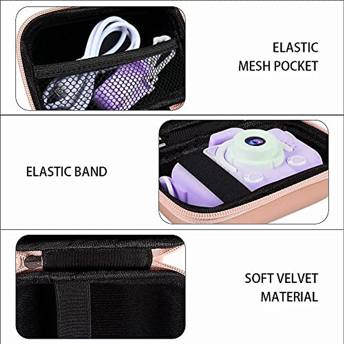 Leayjeen Kids Camera Case Compatible with Goopow/SGAINUL/Gofunly/ArtCWK and More Video Digital Camera Gift - Case for Toy Action Camera and Accessories(Case Only) (gold)