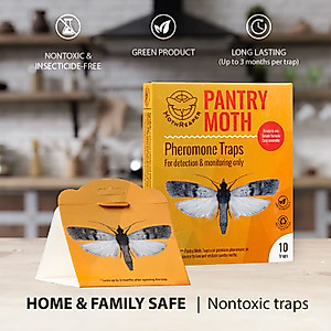 Pantry Moth Trap 10-Pack - Pantry Moth Glue Traps for House Pantry, Pantry MothTraps for Food and Cupboard Moths, Pantry Moth Traps with Pheromones Indian Meal Moth Pest Traps for Kitchen