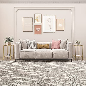 HOMSHO Side Tables Set of 2, End Tables with Tempered Glass, 2-Tier Nightstands with Storage Shelves, Slim Sofa Table for Living Room, Bedroom (2, Golden)