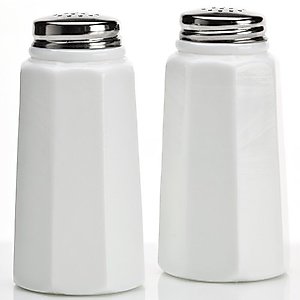 Salt & Pepper Shaker Set - Paneled Pattern - Mosser Glass - American Made (Milk)