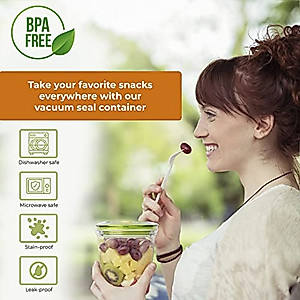 Shop LC Food Saver Containers for Vacuum Seal - BPA Free - Preserve Juice & Liquid for Longer, Stackable, Airtight Juice Container (1 pcs + Vacuum Sealer Pump)