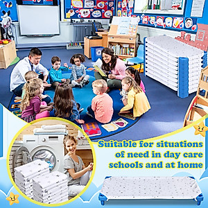 20 Pcs Daycare Cot Sheets for Toddler and Preschool Pure Cotton Breathable Fabric White Cot Sheets Standard Daycare Cot Bed Fitted Sheet for Boys and Girls, 51.18'' W x 23.62'' L (Star Moon Style)