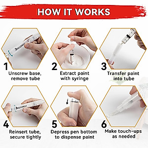 Fillable Touch Up Paint Pen Brush, 4 Pack User-Friendly Refillable Paint Pens, Multiple Applications Touch-Up Paint Brushes for Walls, Wood, Floor, Cabinets, Doors and Windows(8 Pcs Kit)