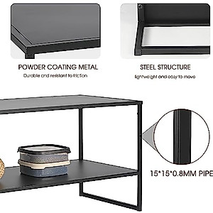 Koreyosh Modern Coffee Table, 2-Tier Industrial Coffee Table with Storage Shelf, Rectangular Table for Living Room,Black