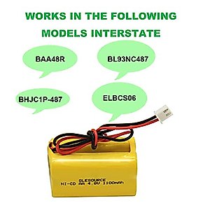 GLESOURCE (2 Pack)4.8v 1100mAh Compatible for MAG93NC487 BL93NC487 Lithonia ELB B006 Lithonia ELBB006 ELBCS06 ELB-CS06 Emergency/Exit Light Sign