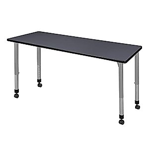 Romig Kee 66 x 30 in. Height Adjustable Mobile Classroom Activity Table- Grey Top & Grey Base