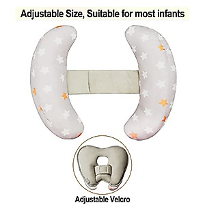 vocheer 2 in 1 Baby Travel Pillow, Baby Head Support Pillow Stroller Pillow with Banana Neck Pillow for Newborn,Light-Pink