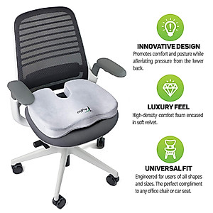 Aylio Lower Back Relief Cushion - Butt and Hip Support Cushion for Office Chair - Ergonomic Tailbone Pillow Promotes Healthy Posture - Coccyx Sciatica Seat Cushion