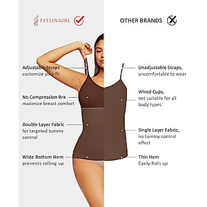 FeelinGirl Women's Compression Tank Top Seamless Body Shaper Camisole Shapewear Tank Tops for Women Brown L