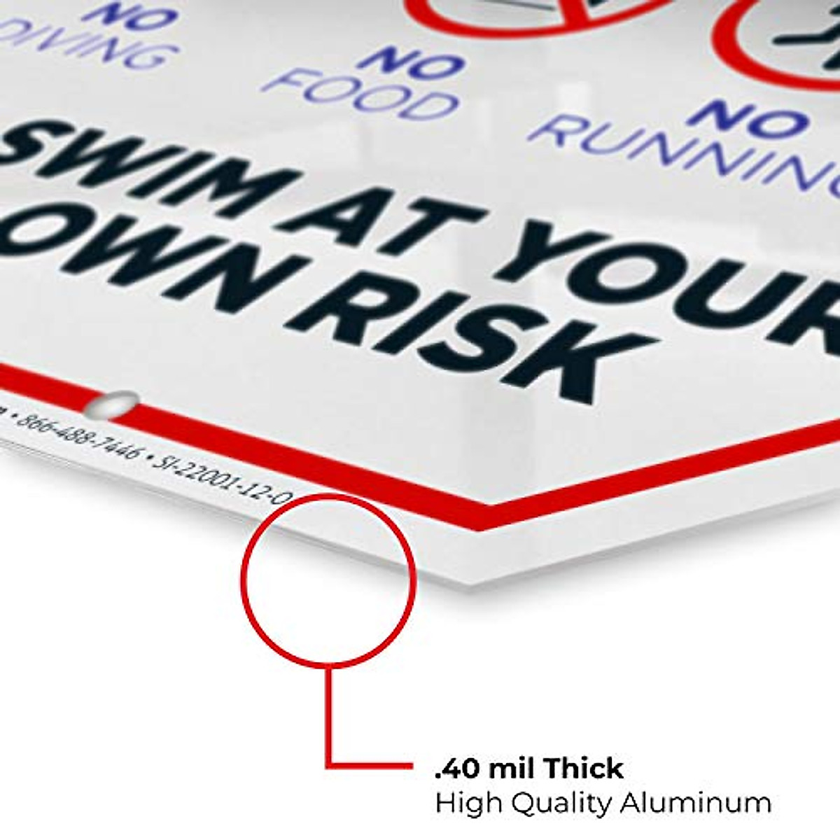 Pool Rules Sign, Pool Sign, 12x12 Inches, Rust Free .040 Aluminum, Fade Resistant, Made in USA by Sigo Signs