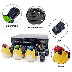 JZSTOM Solar Outdoor Lights Bird Garden Statues Decor,Bird Figurine Lights with Powered LED, Housewarming Birthday Gifts for Women, Mom(3 Pack)
