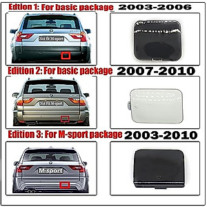 Trimla Rear Tow Cover for 05-10 BMW X3 E83 M Aerodynamics Fit 1.8d 2.0d 2.0i 2.5i 2.5si 3.0d 3.0i 3.0sd 3.0si 2005 2006 2007 2008 2009 2010 Bumper Towing Hook Eye Cap 51123416948 (Black)