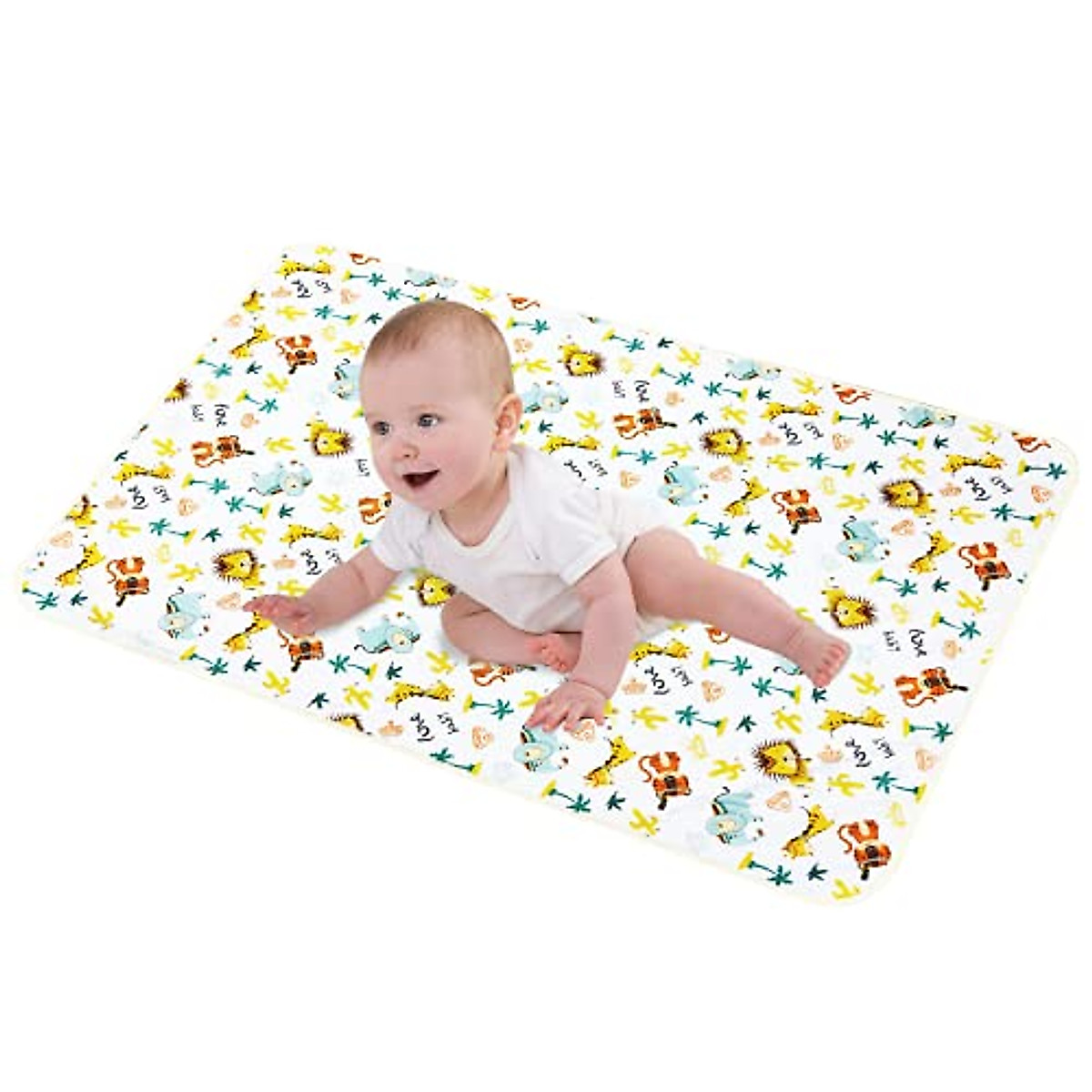 LANEYLI Portable Changing Pad Liner, Washable Changing Mat for Baby Diaper Change Leak Proof Reusable Cover Liner, Yellow 1 Count (29.5" x 39.0")