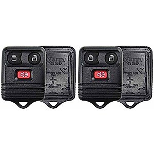 KeylessOption Just The Case Keyless Entry Remote Key Fob Shell Replacement - Black (Pack of 2)