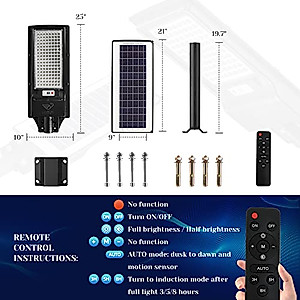 Lovus 600W LED Solar Street Light with Motion Sensor, 6000K Outdoor Solar Flood Light Dusk to Dawn, IP65 Waterproof Solar Parking Lot Light for Garage and Driveway - ST120-078