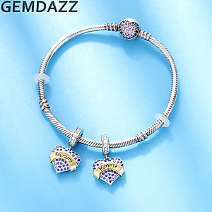 February Birthstone is Honest Heart Dangle Charms, fits Pandora Valentines Bracelet, Amethyst Purple CZ Love Pendant Beads in 925 Sterling Silver, Gift for Wife/Sister/Birthday