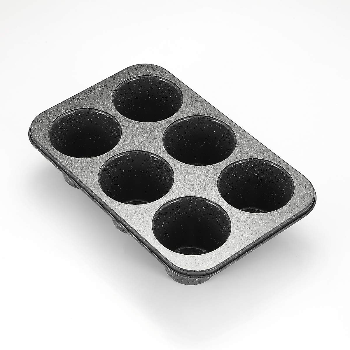 Monfish Jumbo Muffin Pan 6 Cup Carbon Steel Gray Stone non Stick Coating Muffin Tin 3.5diax3inch cup