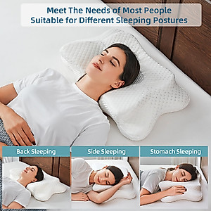 HATEY Neck Pillow for Pain Relief Sleeping, Hollow Design Cervical Memory Foam Pillows, Ergonomic Orthopedic Neck Support Contour Pillow for Side, Back and Stomach Sleepers