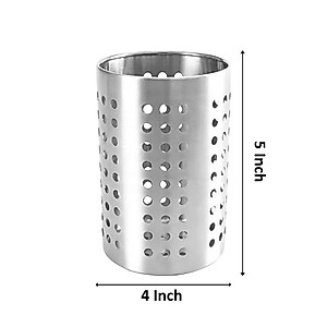 Stainless Steel Dotted Design - Cutlery, Cooking Utensils and Gadgets, Caddy Spoon Holder Silver Color Size 5 Inch