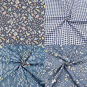 8PCS 50cm x 50cm Floral Twill Print Cotton Fabric Bundle Sewing Patchwork Precut Fabric Scraps Suitable for DIY Sewing Quilting and Various Handicrafts