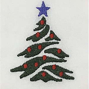 Cotton Carnival Dinner Napkins, Made with Pure Cotton, Christmas Tree Embroidered of Size 43Cm X 43Cm, Set of 6 Napkins Soft and Comfortable - Durable Quality